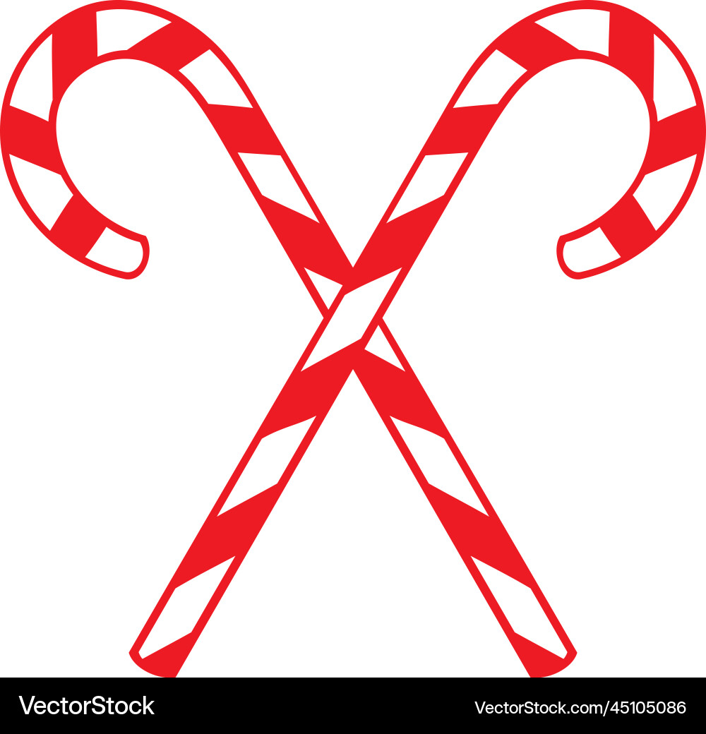 Crossed christmas stripped candy cane Royalty Free Vector