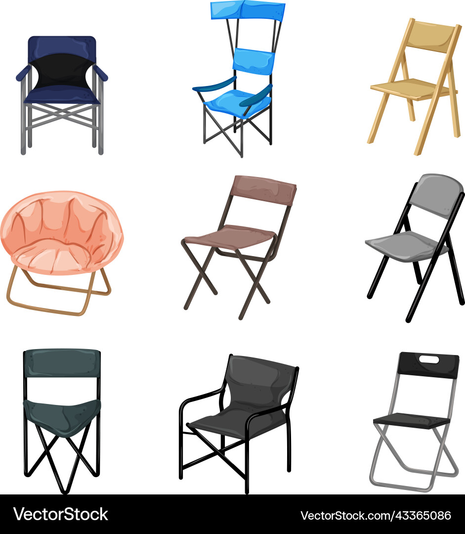 Folding chair set cartoon Royalty Free Vector Image