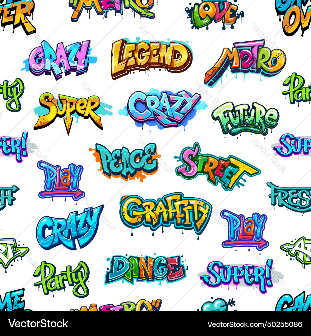 Graffiti street art urban style seamless pattern Vector Image