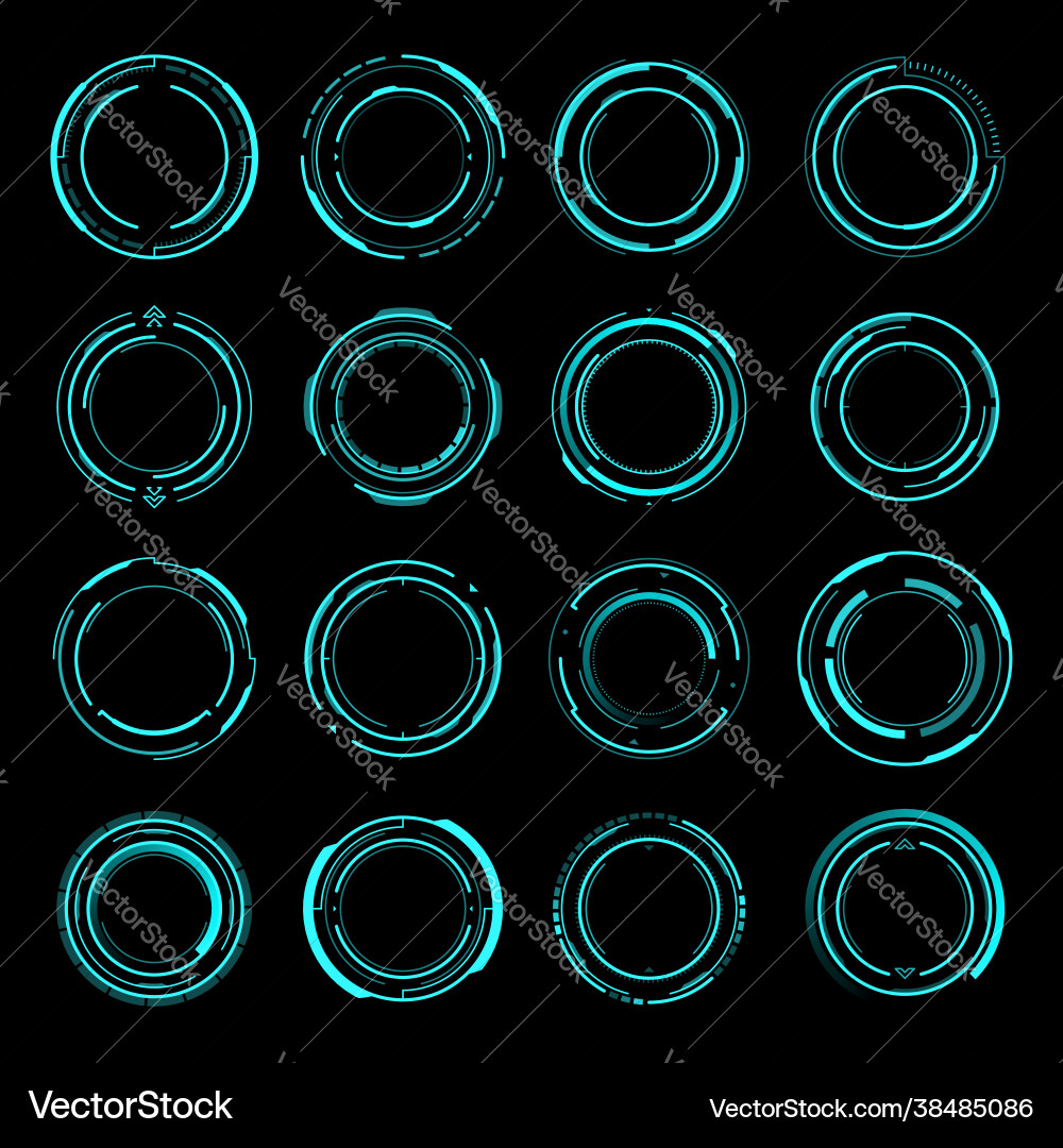 Hud round frames aim control target interface Vector Image