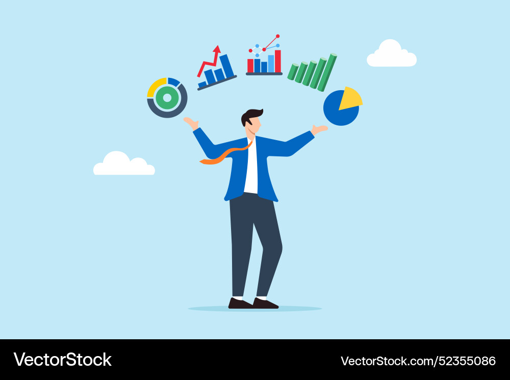 Managing multiple market strategies balancing Vector Image