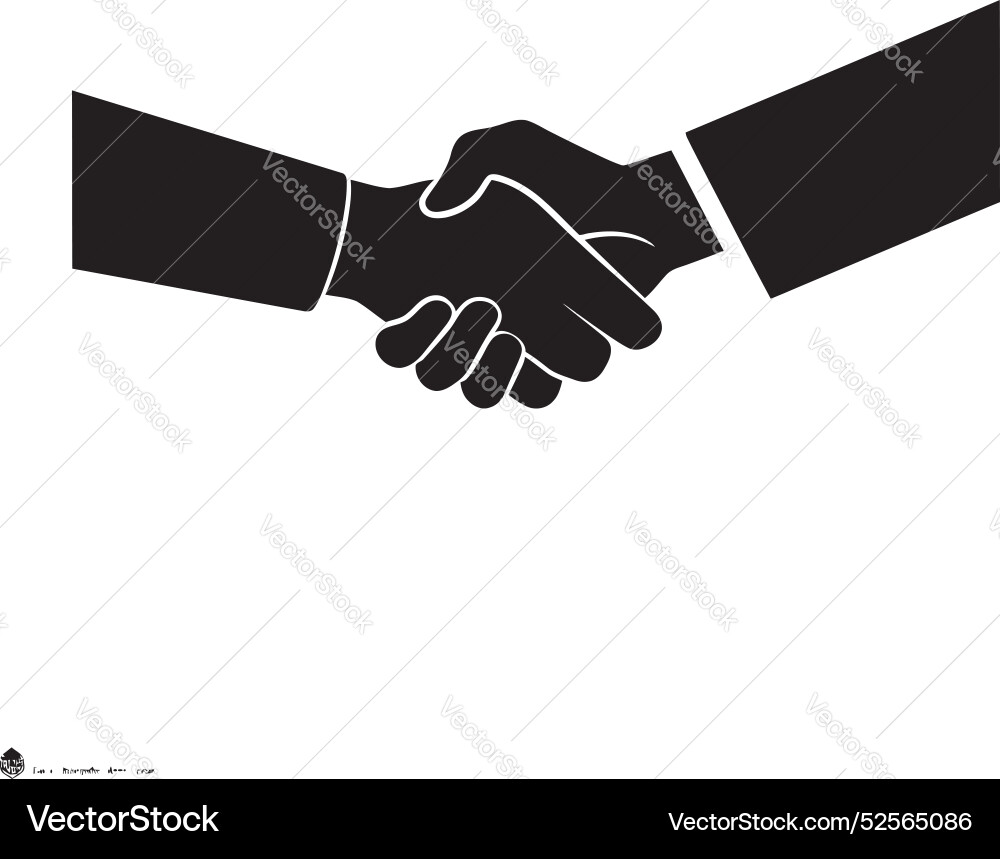 Mutual harmony black handshake icon monochrome Vector Image