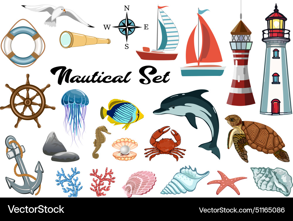 With sea set Royalty Free Vector Image - VectorStock
