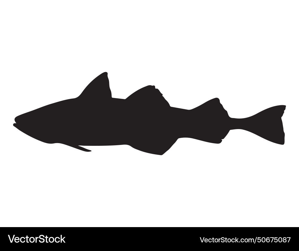 Alaska pollock fish silhouette art Royalty Free Vector Image
