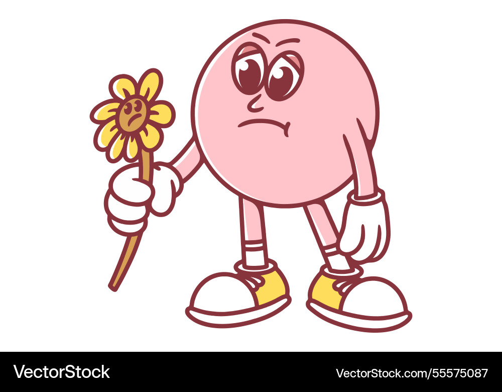 Ball head mascot character in sad expression Vector Image
