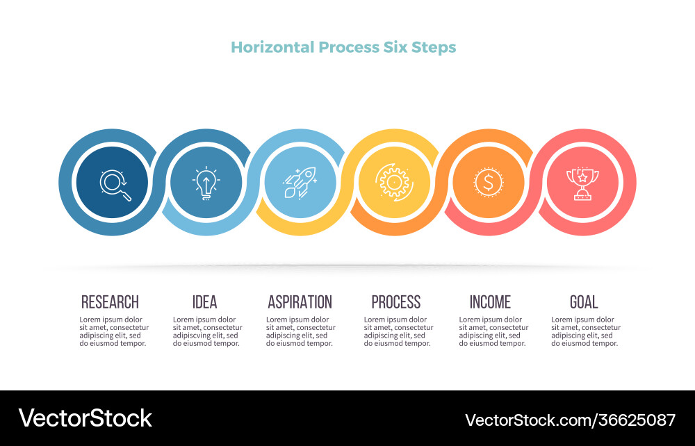 Business process timeline infographics with 6 Vector Image