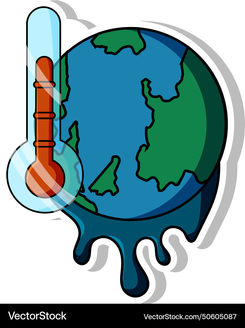 Earth and thermometer sticker Royalty Free Vector Image