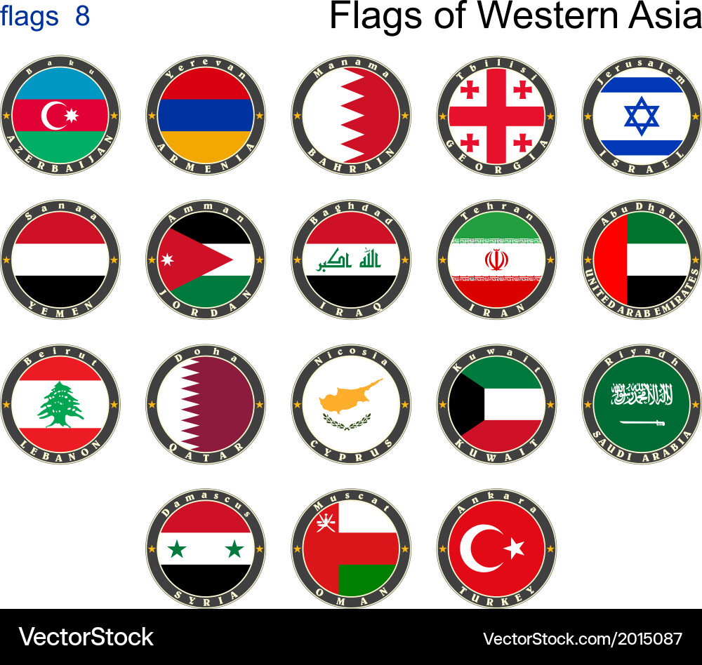 Flags of western asia Royalty Free Vector Image