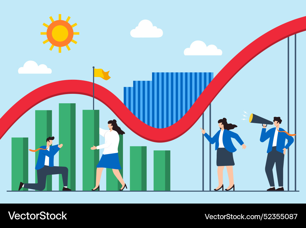 Navigating market ups and downs strategic Vector Image
