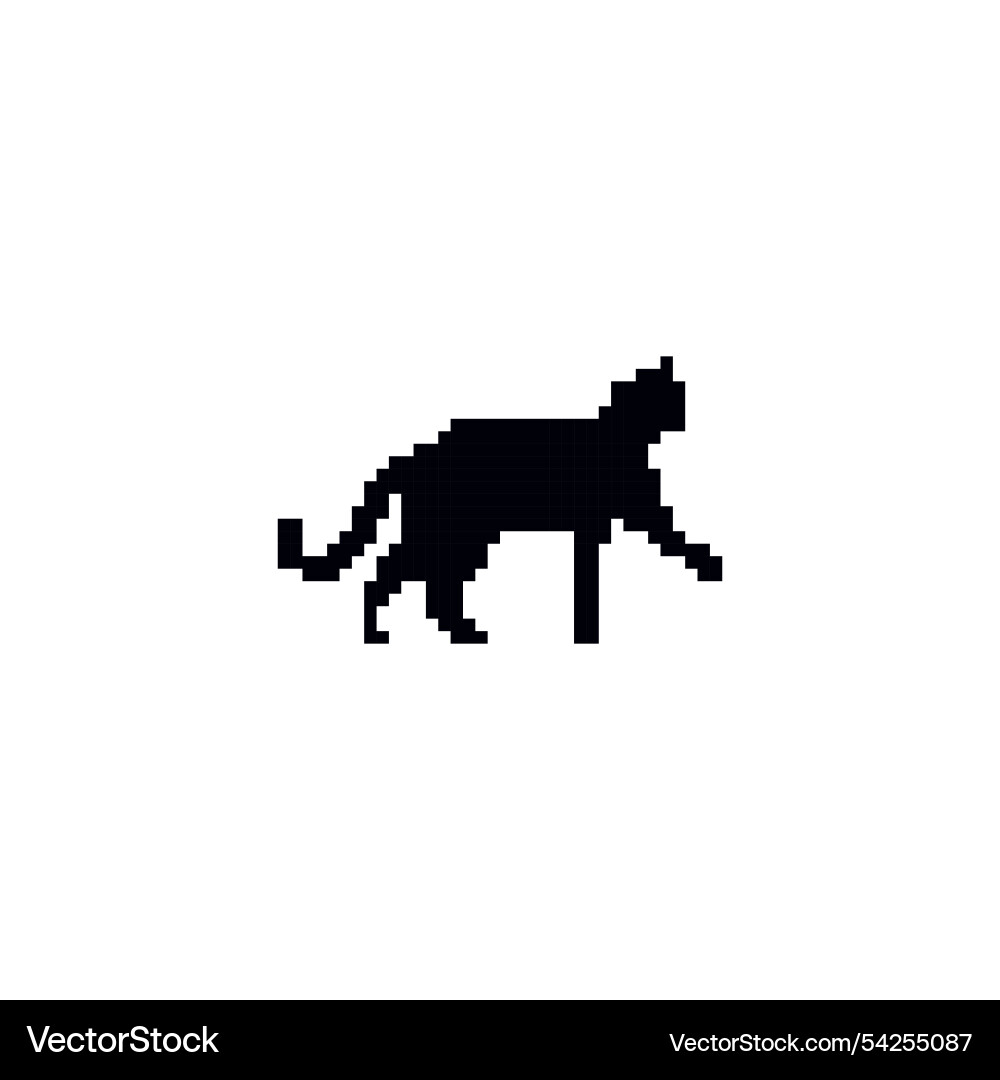 Pixelated cat silhouette black pixel icon Vector Image
