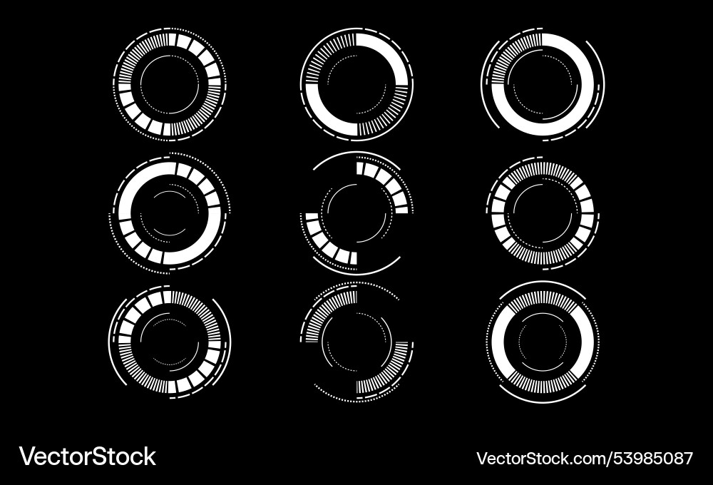 Set of sci fi white circle user interface Vector Image