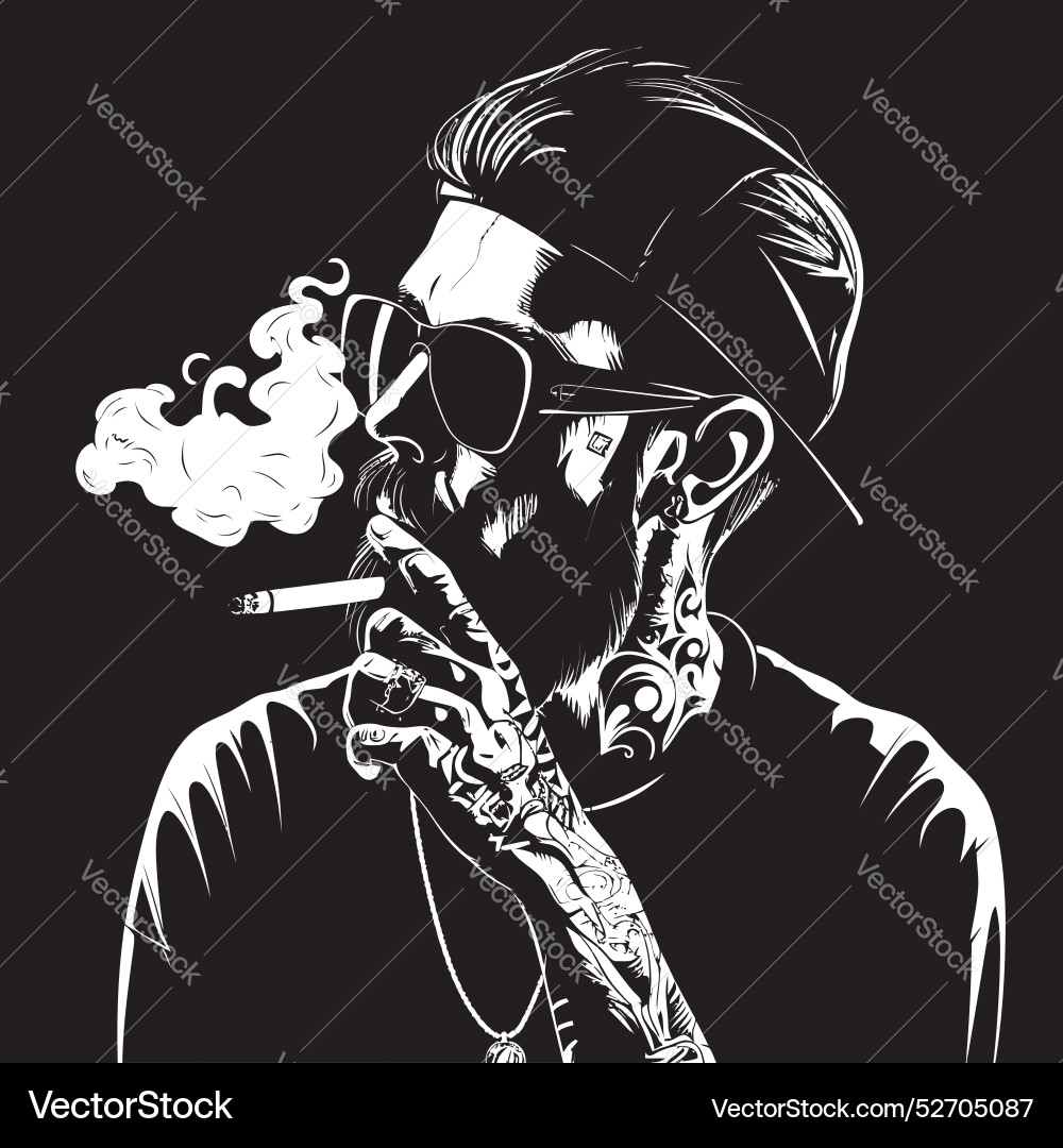 Smokin style cartoon guy with cigarette icon Vector Image
