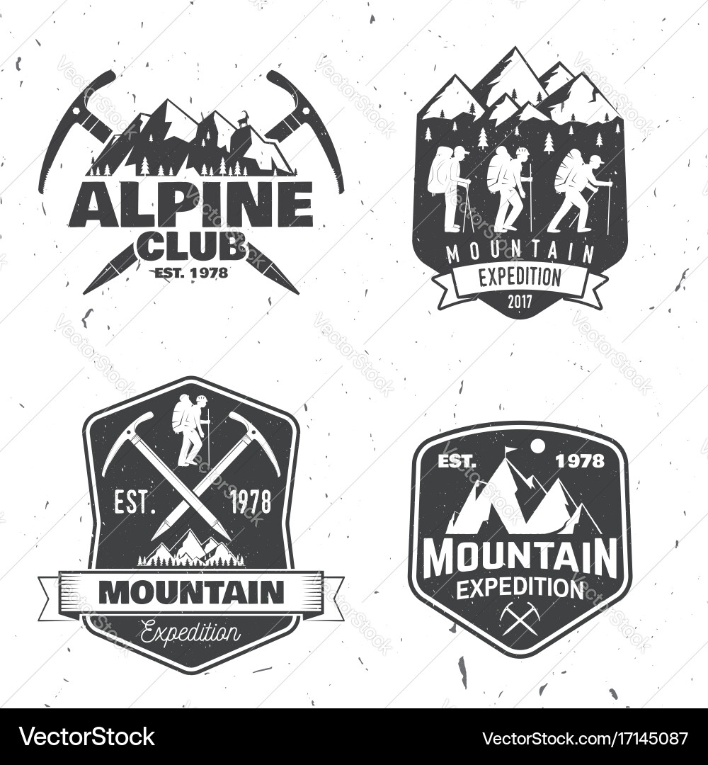 Vintage typography design with mountaineers Vector Image