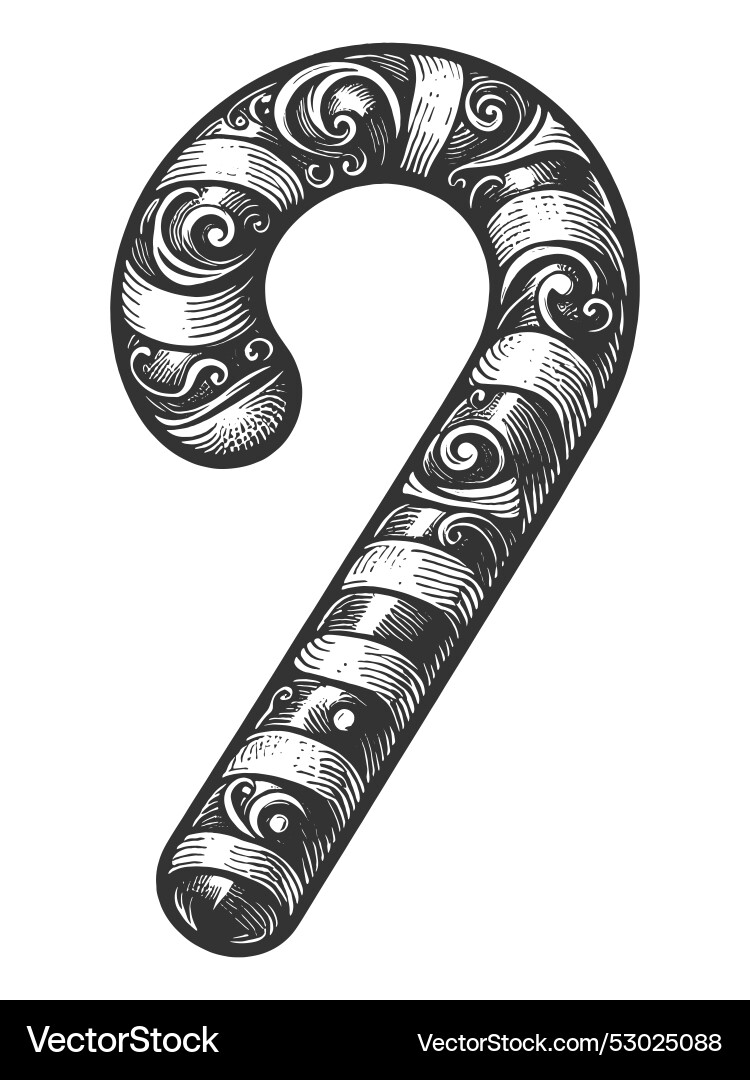 Classic candy cane engraving Royalty Free Vector Image