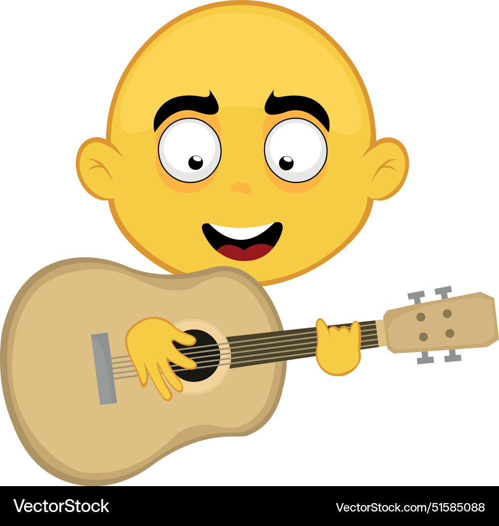Emoticon playing guitar Royalty Free Vector Image