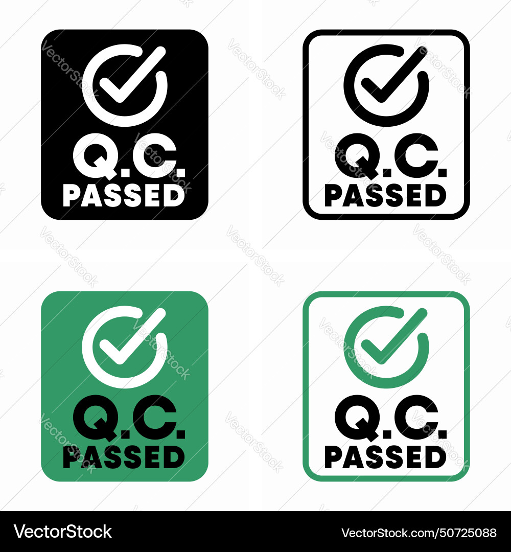 Qc passed information sign Royalty Free Vector Image