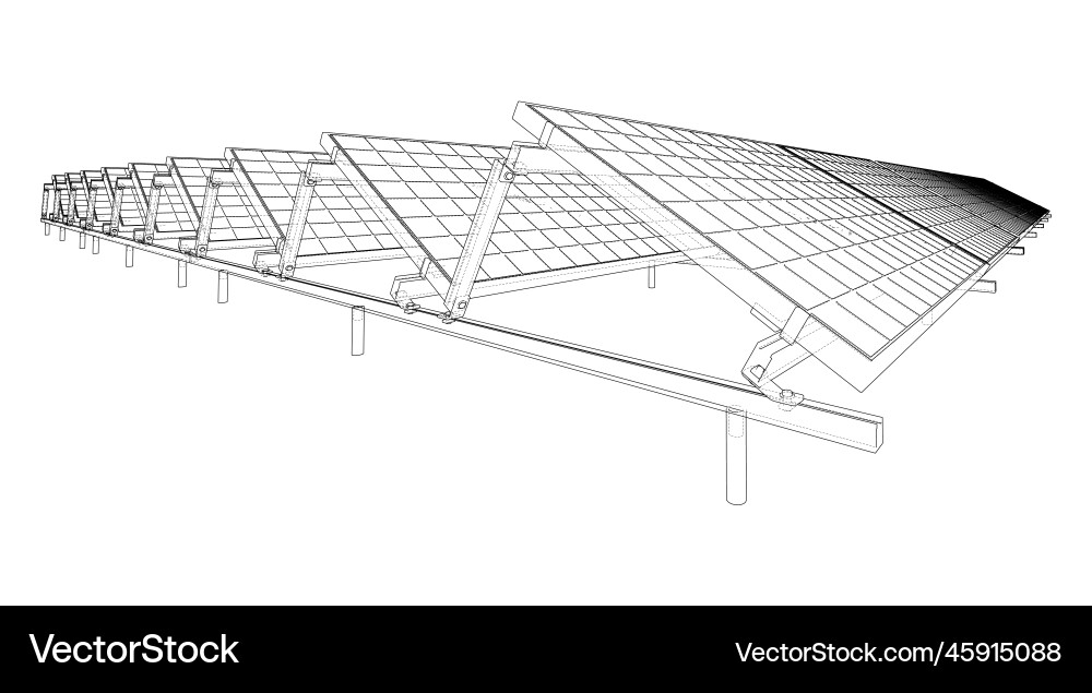 Solar Panel Wireframe Concept Royalty Free Vector Image