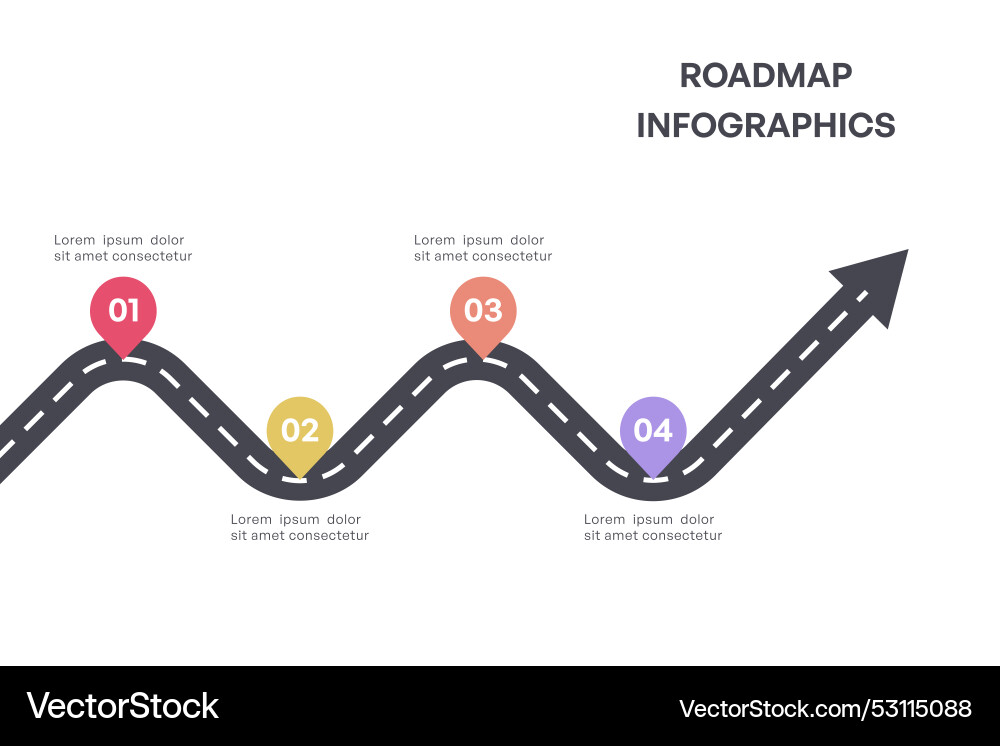 Vibrant milestone roadmap infographic with arrows Vector Image
