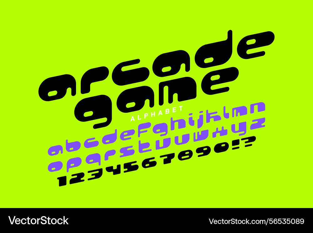 Arcade game style font alphabet letters Royalty Free Vector