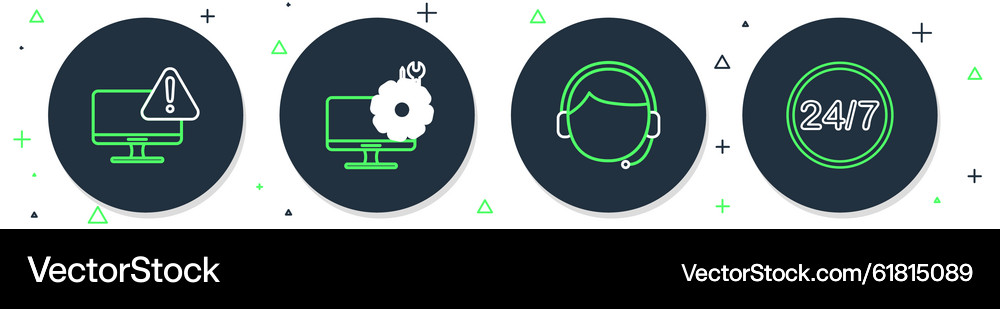 Computer Service Icon Set - Monitoring & Support – Royalty-Free Vector ...