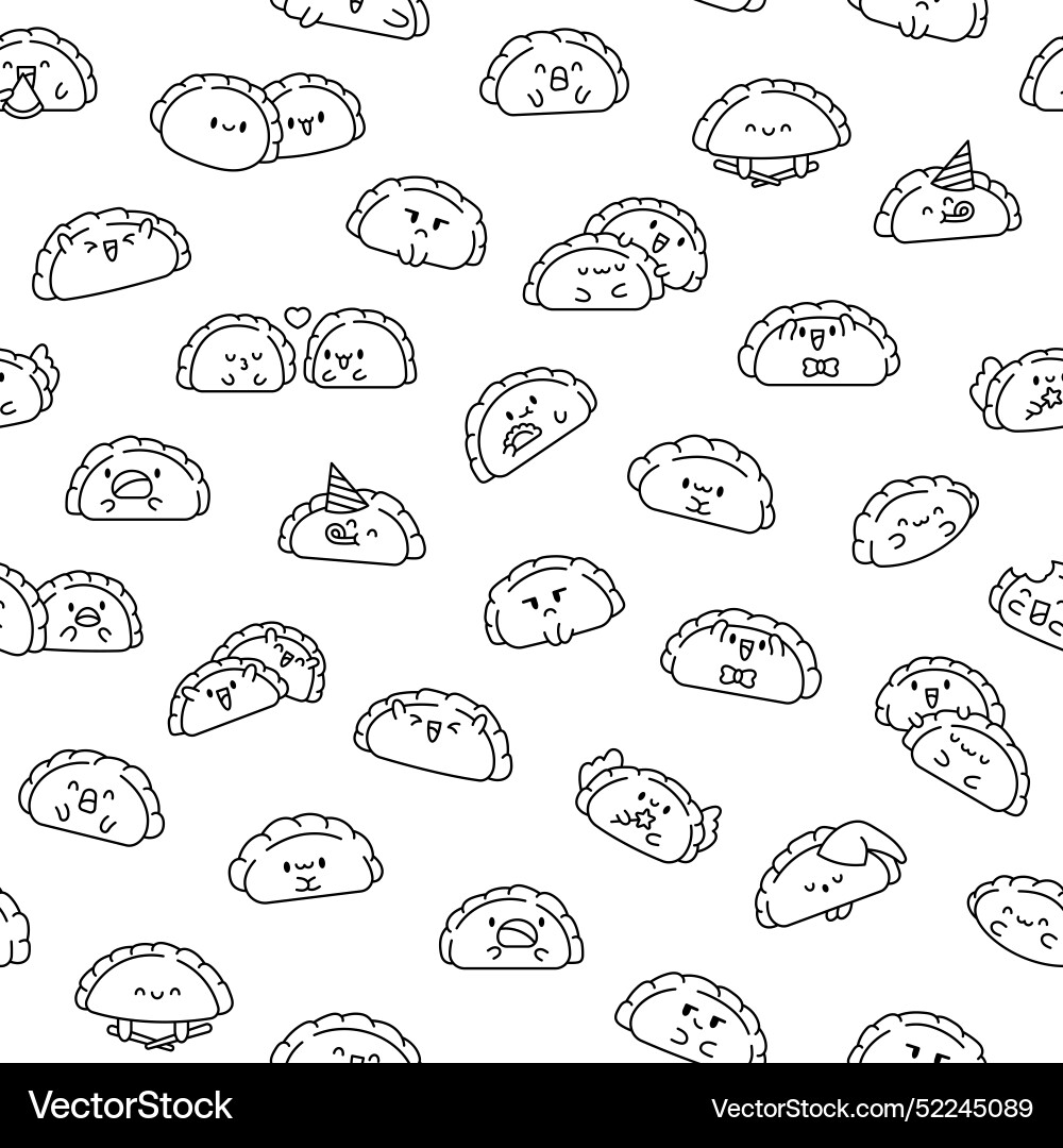 Cute kawaii dumpling coloring page Royalty Free Vector Image