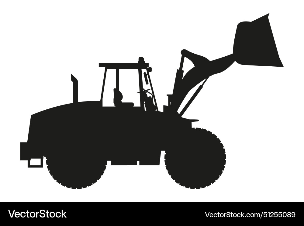 Front loader silhouette heavy machinery Royalty Free Vector