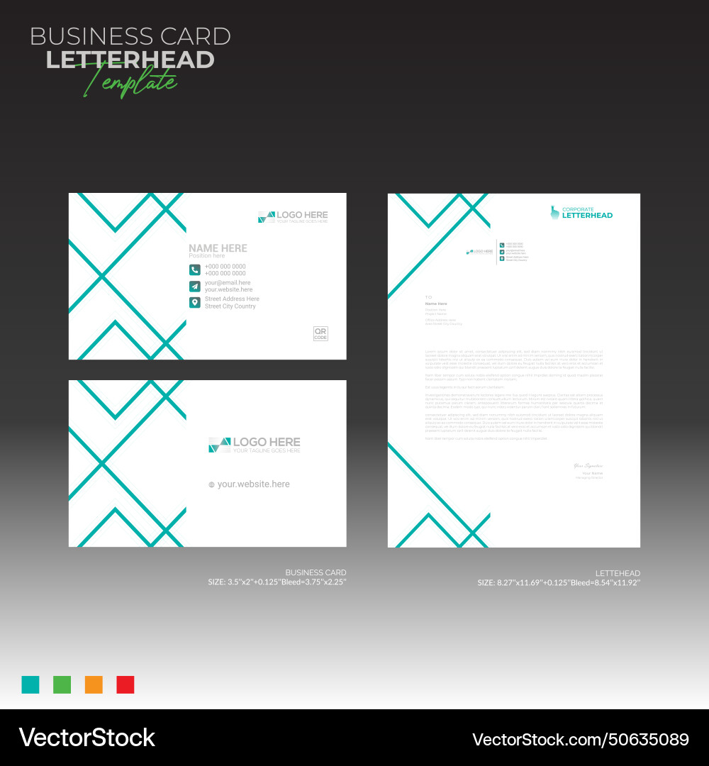 Letterhead and business card design Royalty Free Vector