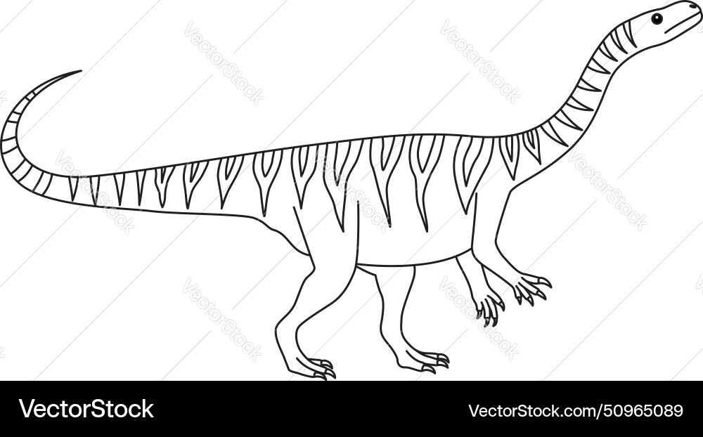 Plateosaurus coloring page cute flat dinosaur Vector Image