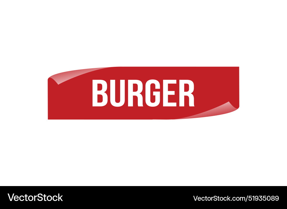 Red banner burger on white background Royalty Free Vector