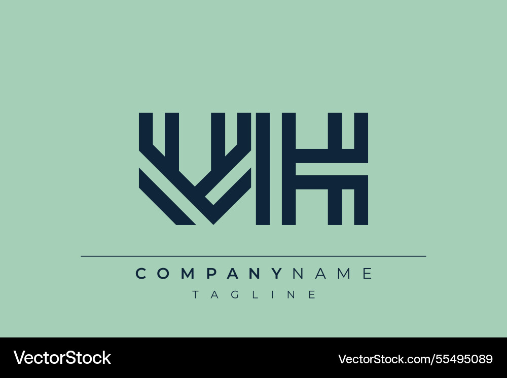 Vh minimal line logo Royalty Free Vector Image
