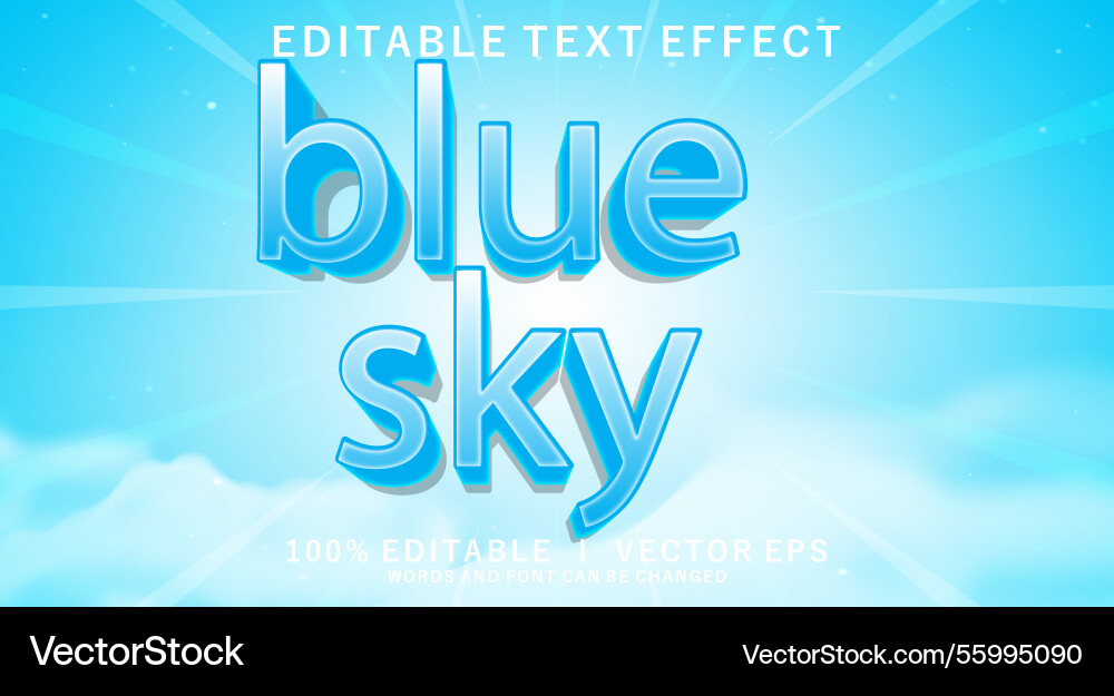Blue sky text effect with modern style design Vector Image