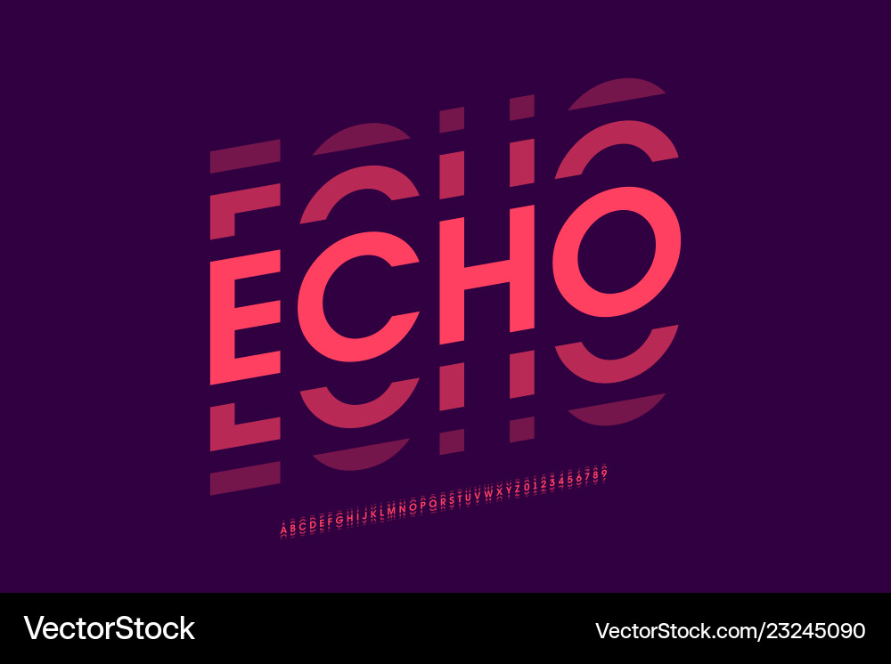 Echo style modern font alphabet letters Royalty Free Vector