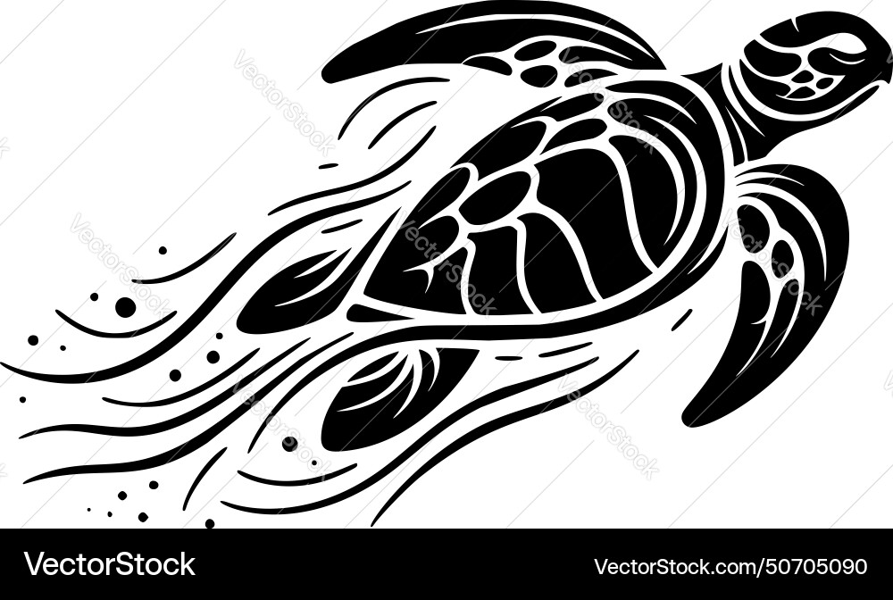 Graceful sea turtle in motion Royalty Free Vector Image