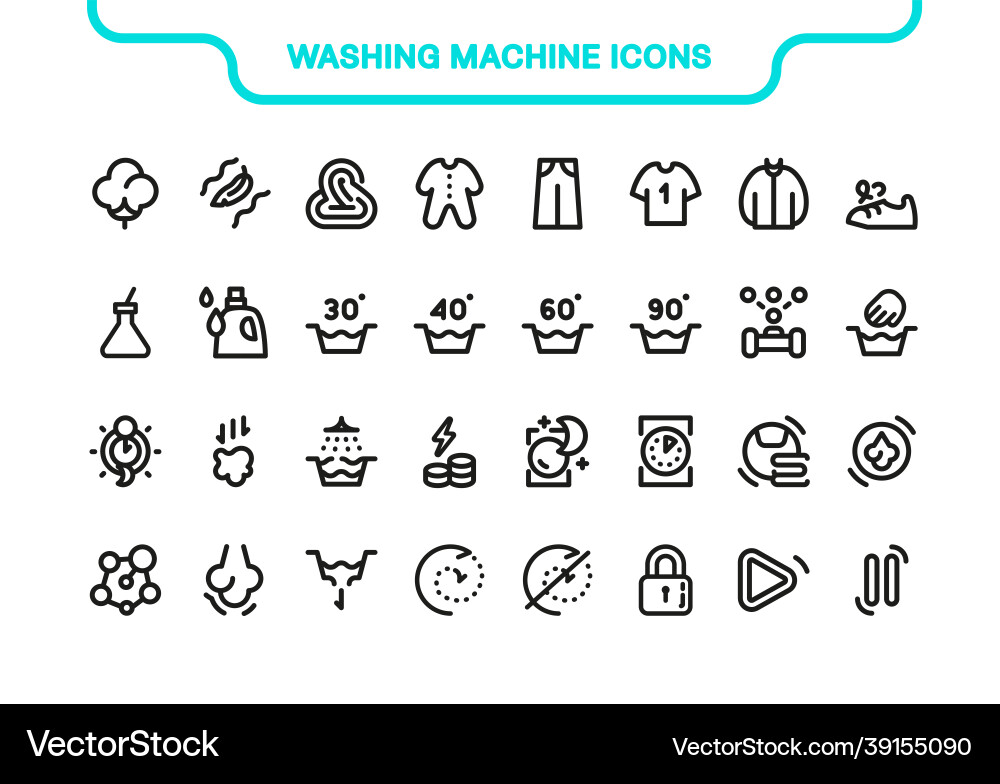 Icon line and fill set washing machine elements Vector Image