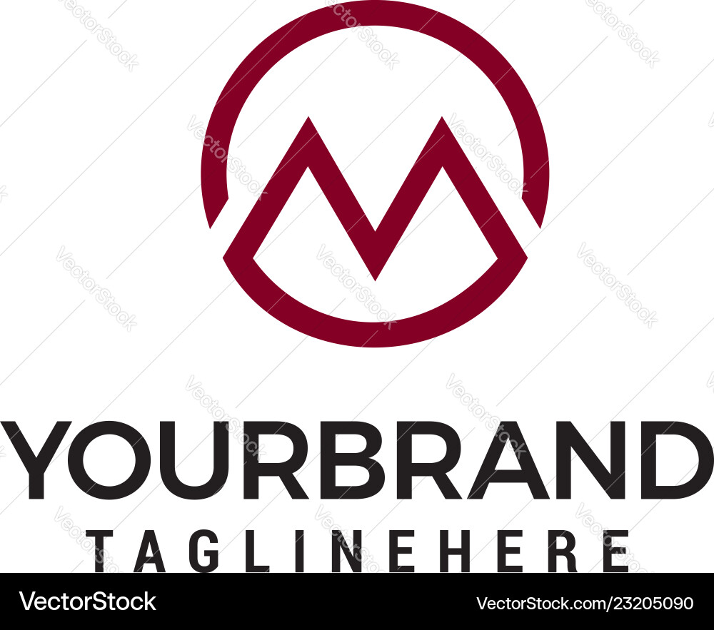 Letter m circle logo template Royalty Free Vector Image