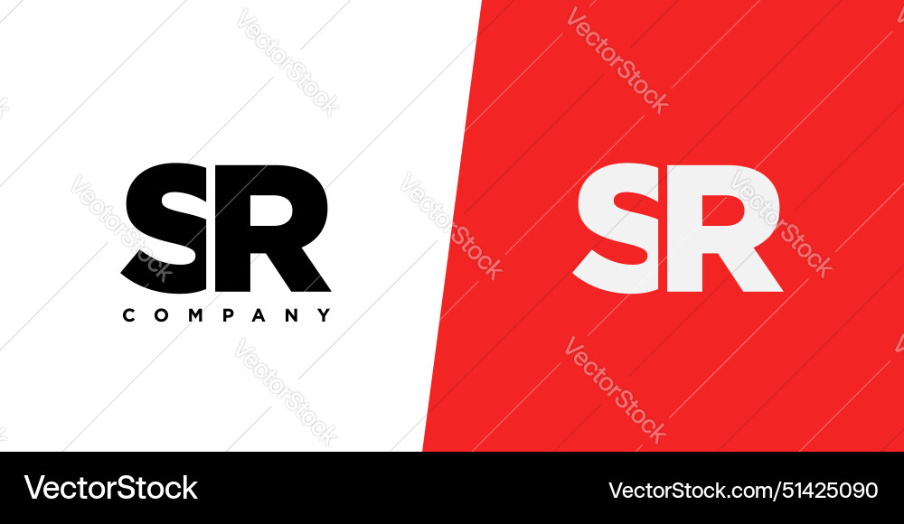 Letter s and r sr logo design template minimal Vector Image