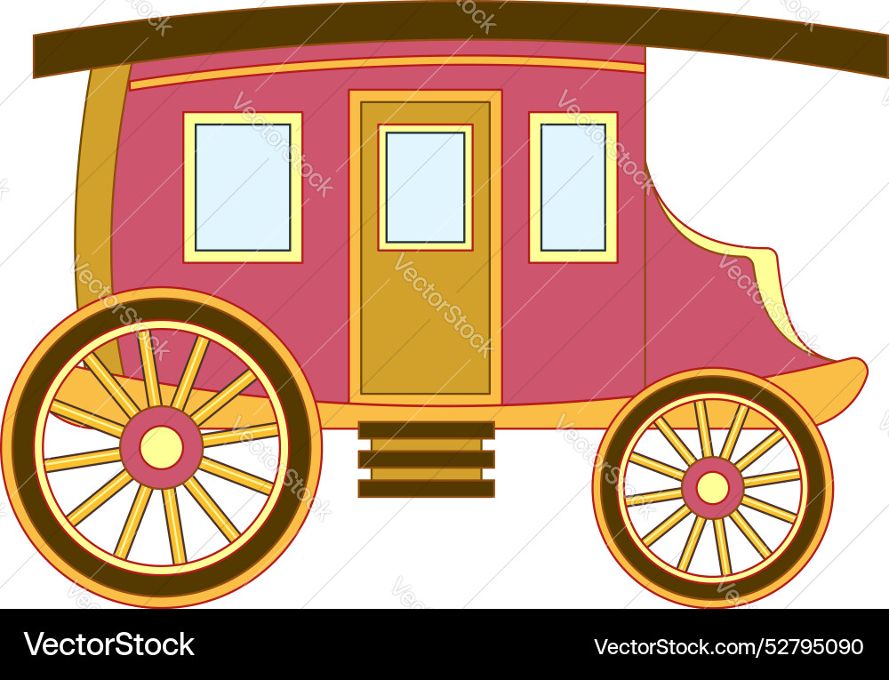 Old fashioned stagecoach standing still on white Vector Image