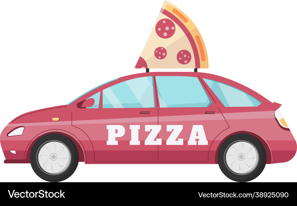 Pizza A Pizza Delivery By Car Clip Art