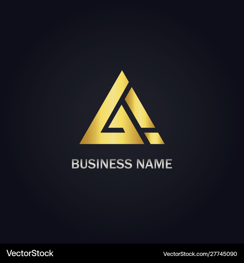 Triangle sign gold company logo Royalty Free Vector Image