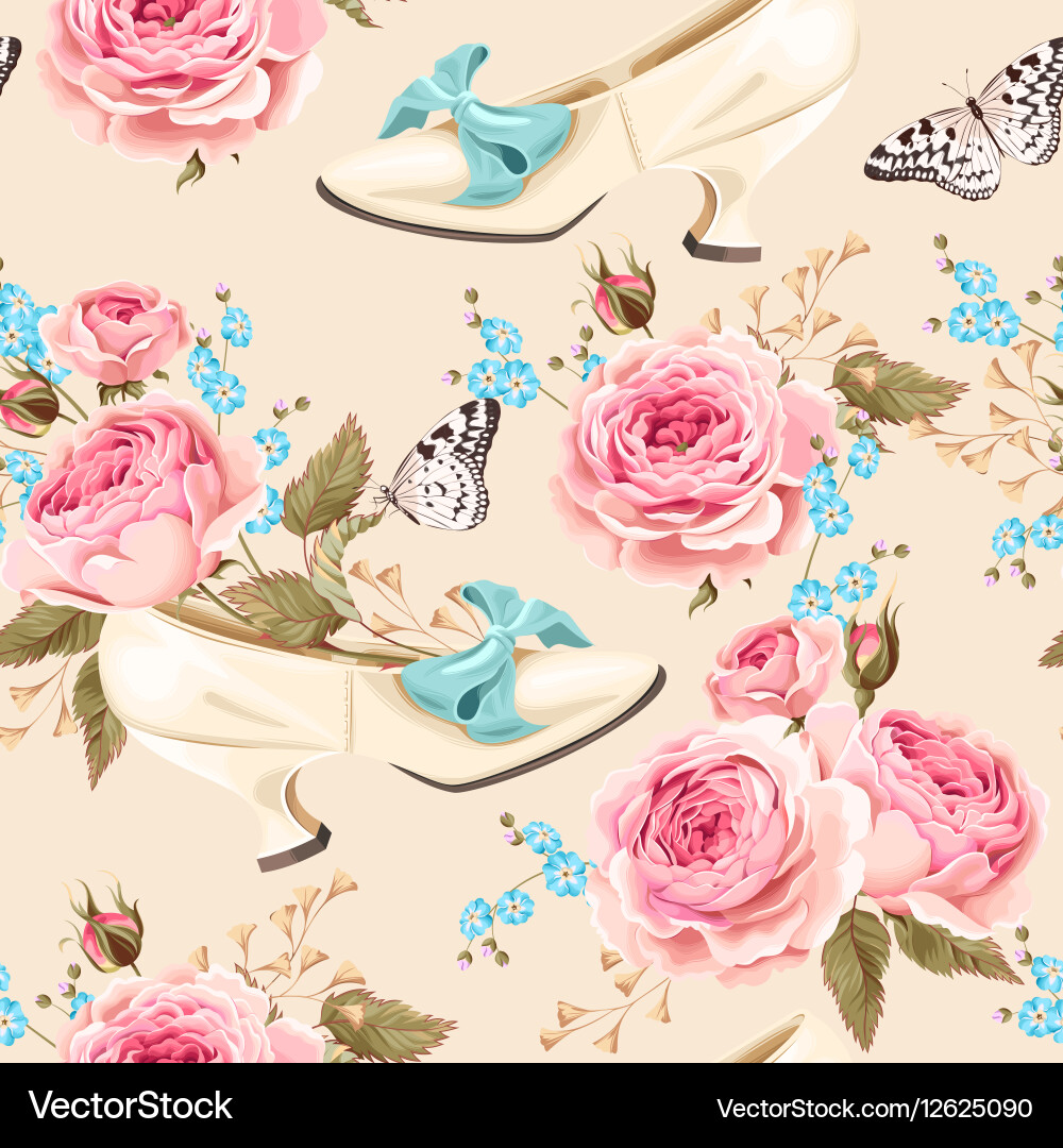 Vintage shoes seamless background Royalty Free Vector Image