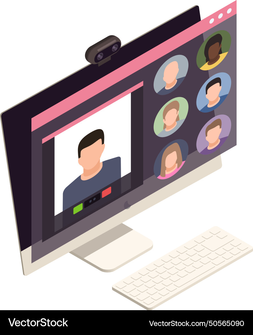 Virtual team meeting composition Royalty Free Vector Image