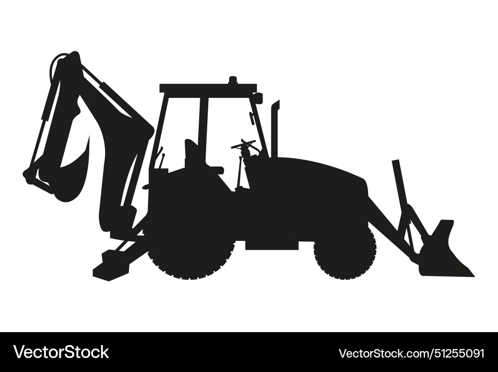 Backhoe silhouettes heavy machinery Royalty Free Vector