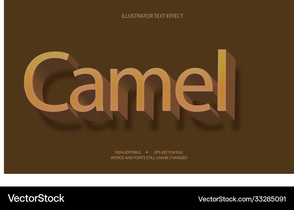 Brown skin 3d text effect template Royalty Free Vector Image