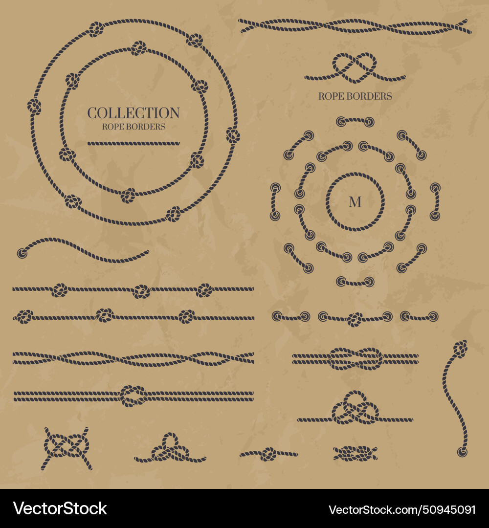 Collection of rope knots Royalty Free Vector Image