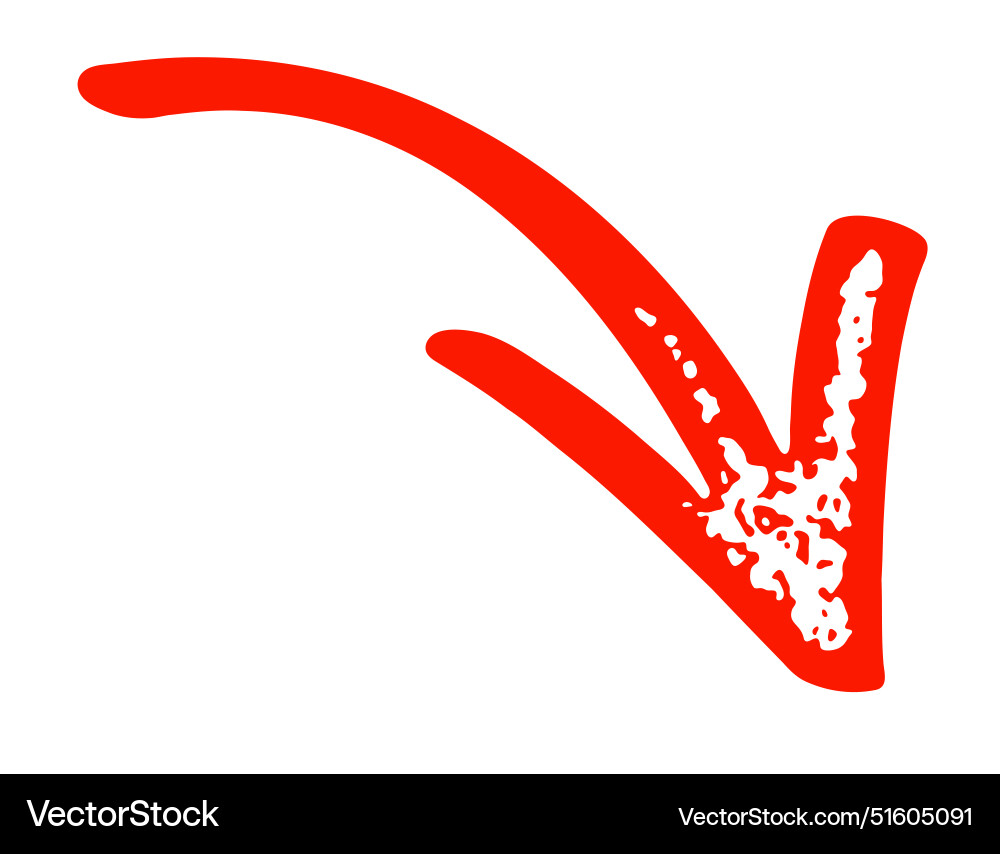 Red downward curved arrow Royalty Free Vector Image