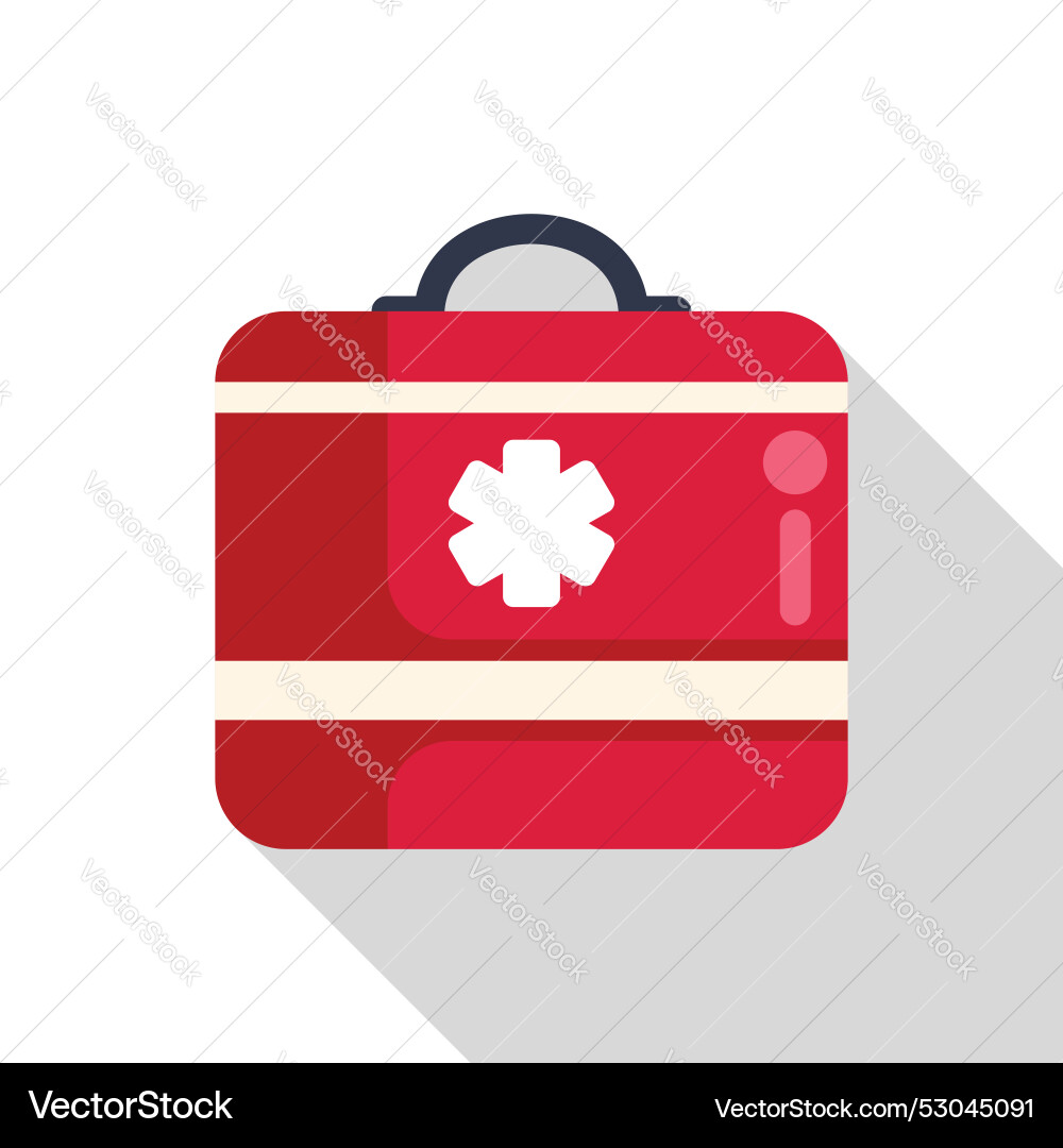 Red first aid kit closed containing emergency Vector Image