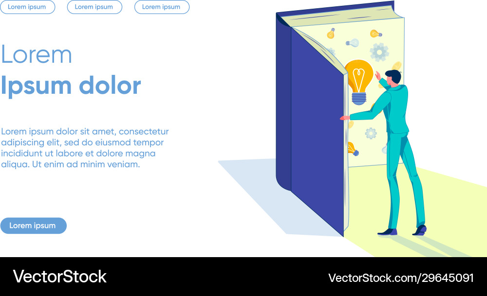 Solutions book flat landing page template Vector Image