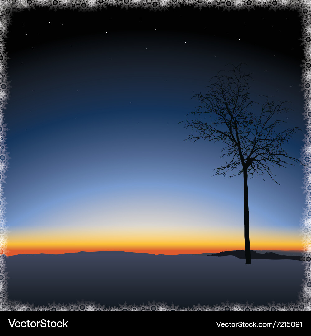 Tree on sunset background Royalty Free Vector Image