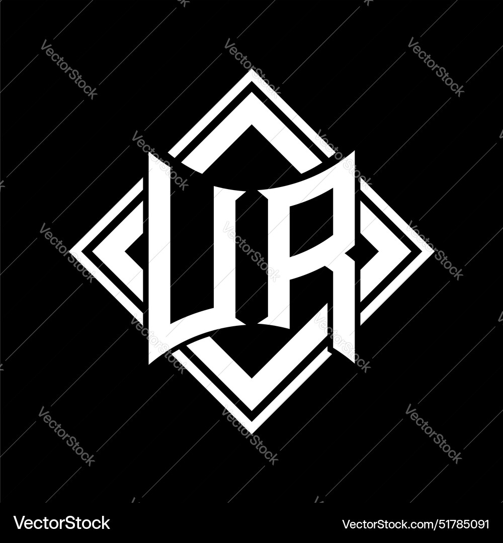Ur letter logo abstract shield shape with square Vector Image