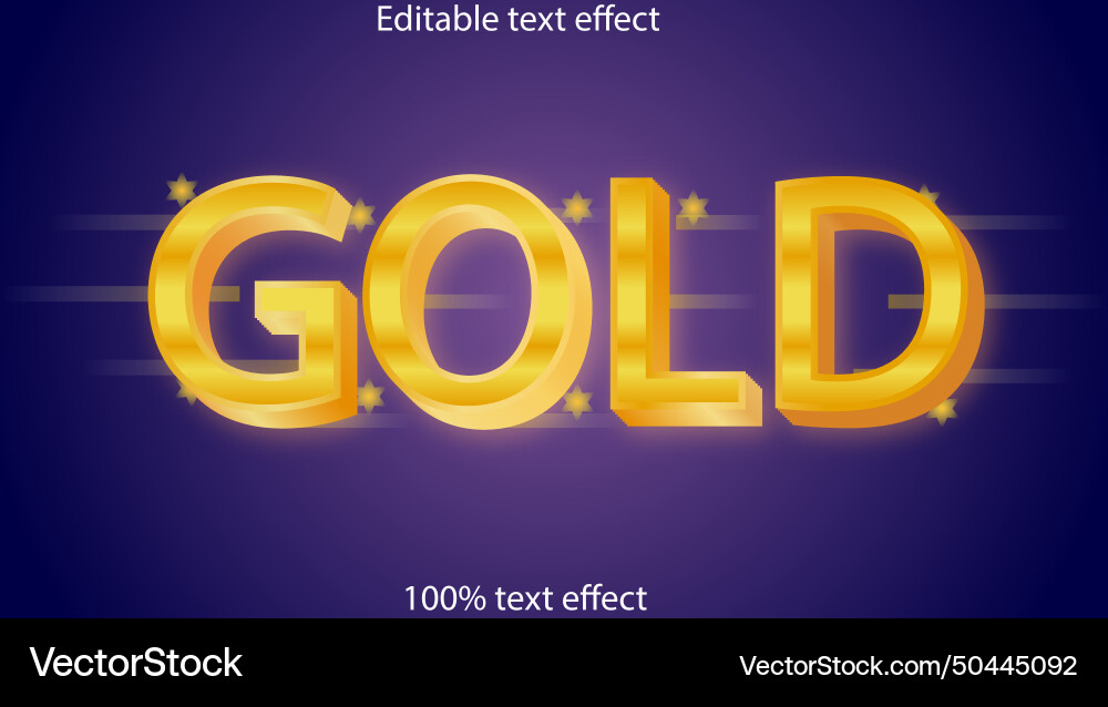 Gold text effect style premium Royalty Free Vector Image
